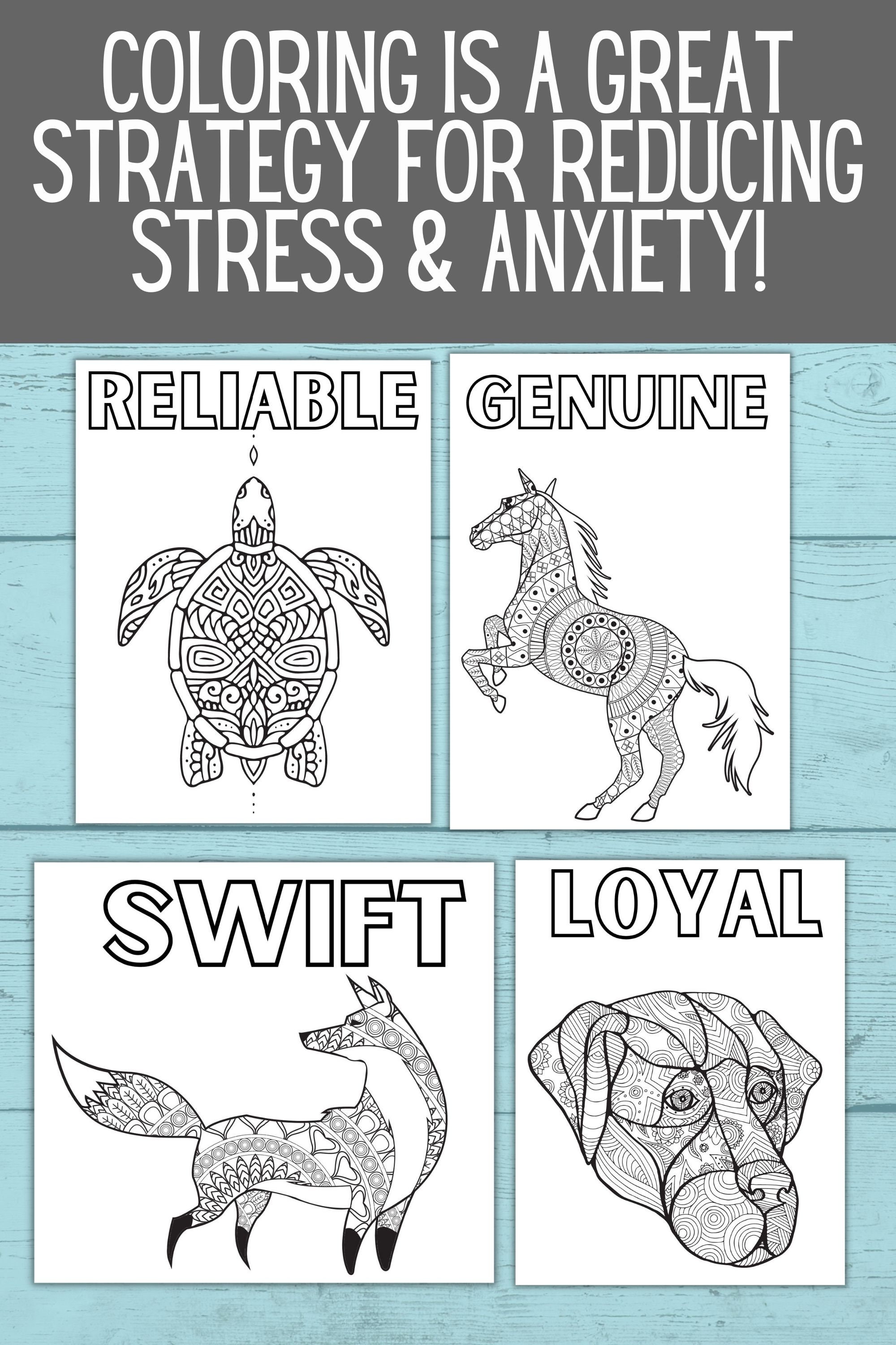 Character Trait Coloring Pages Mandala Animal Theme Mindful - Etsy