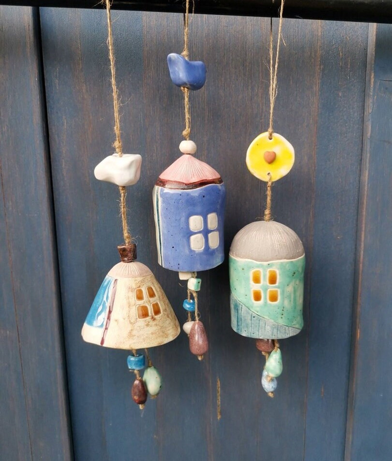 Ceramic wind chime handmade ceramic bells ceramic garden | Etsy