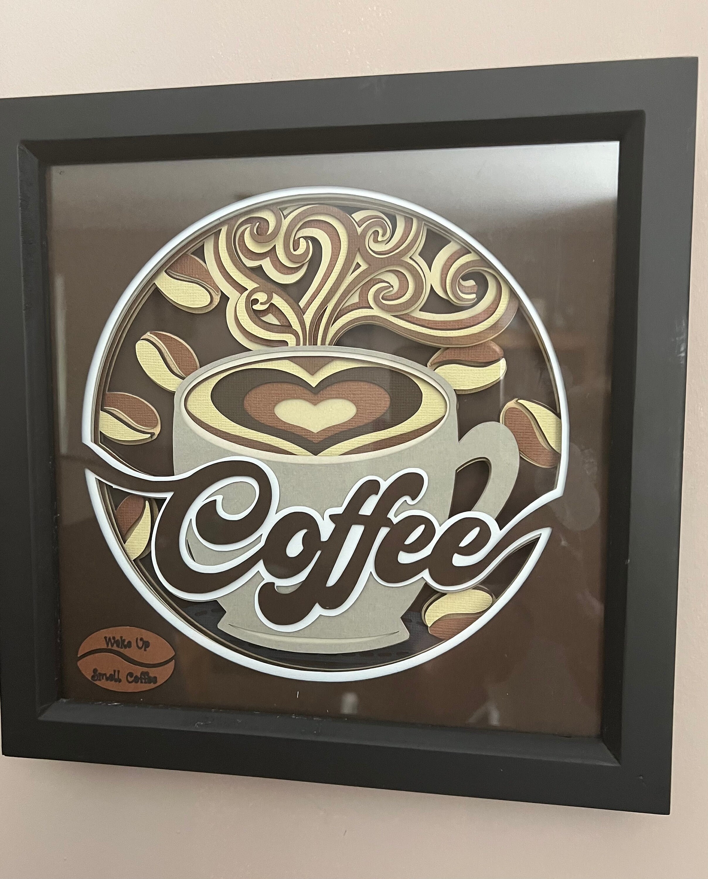Wake up Smell Coffee Shadow Box Wall Hanger - Etsy