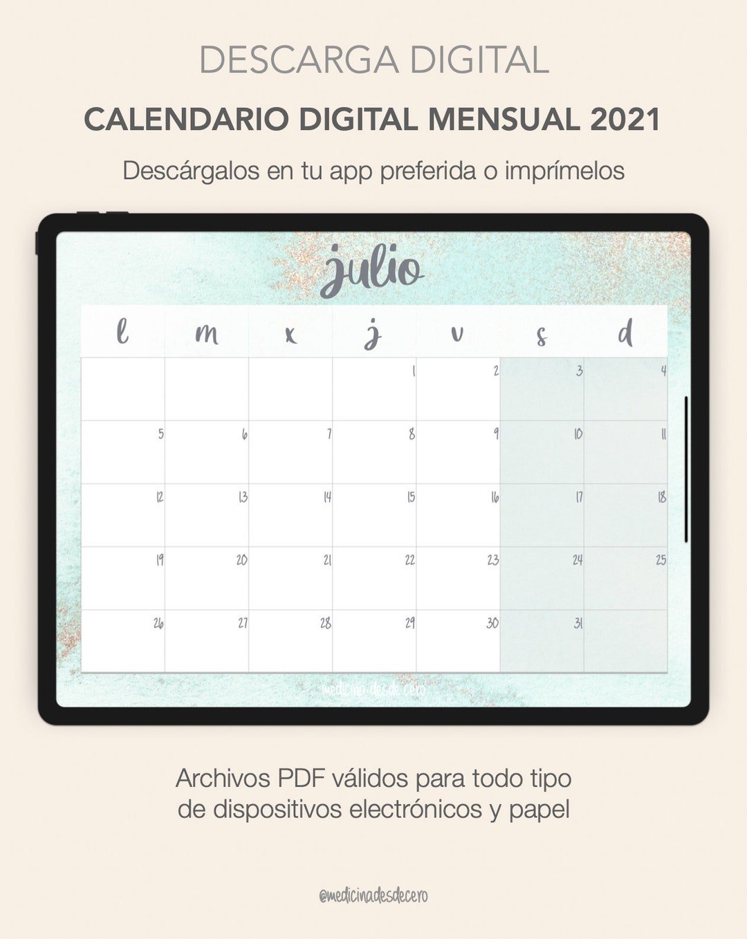 2021 Monthly Glitter Calendar to Print Digital Download Planner for ...