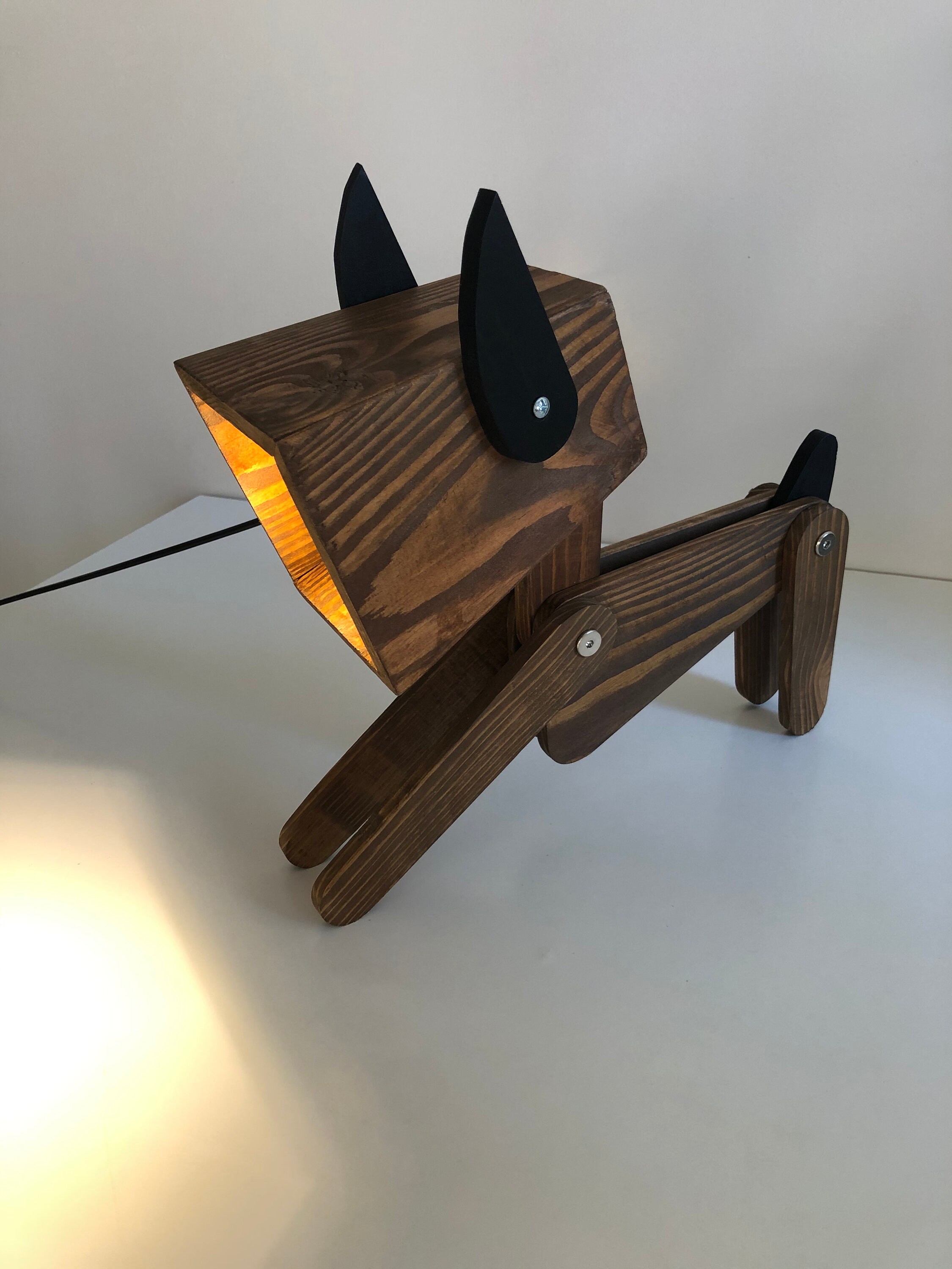Well Trained Wooden Dog Desk Table Night Light Lamp Home - Etsy
