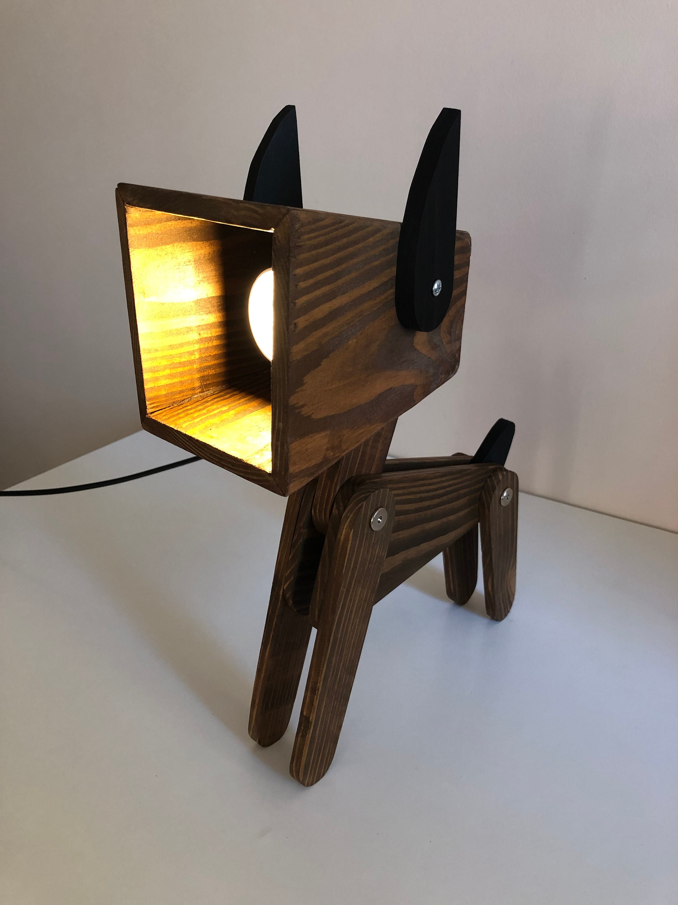 Well Trained Wooden Dog Desk Table Night Light Lamp , Home Decor , Gift ...