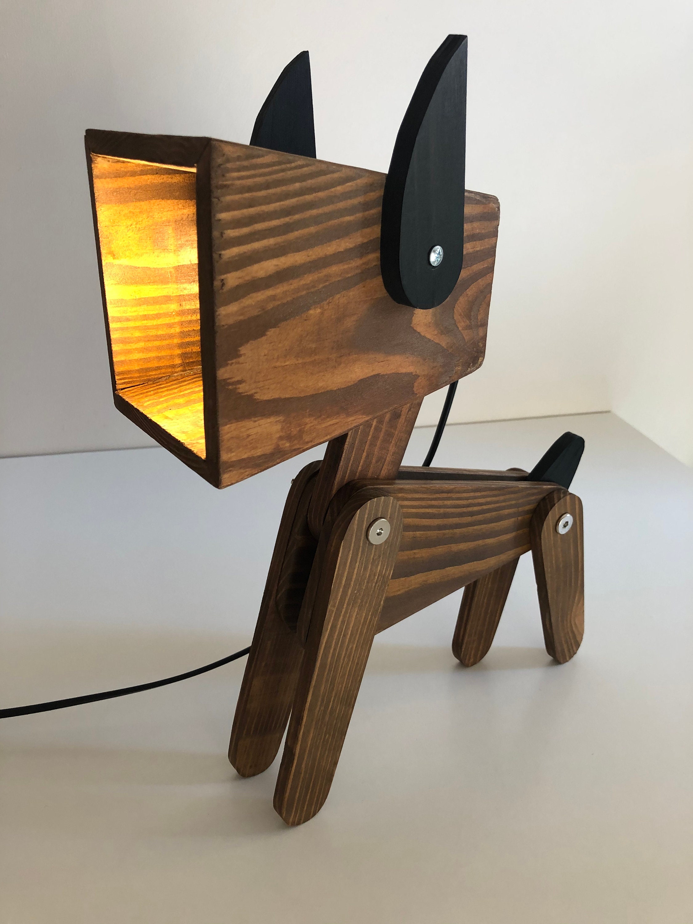 Well Trained Wooden Dog Desk Table Night Light Lamp , Home Decor , Gift ...