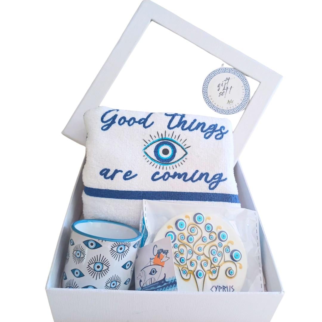 Personalized Greek Goodies Gift Box Perfect Holiday White Blue Coffee ...