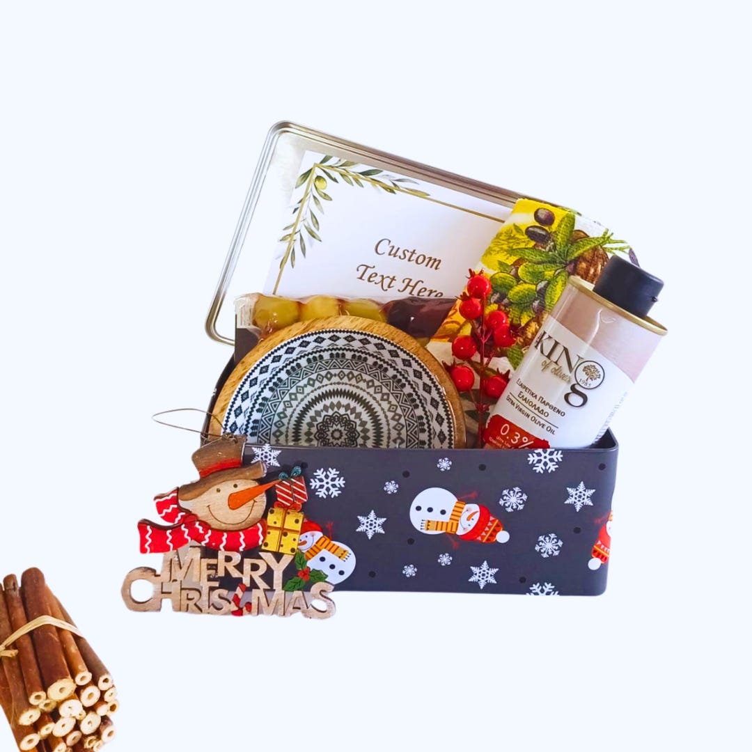 Personalized Greek Olive Gift Box Cyprus Olive Oil Olive Kitchen Towel ...