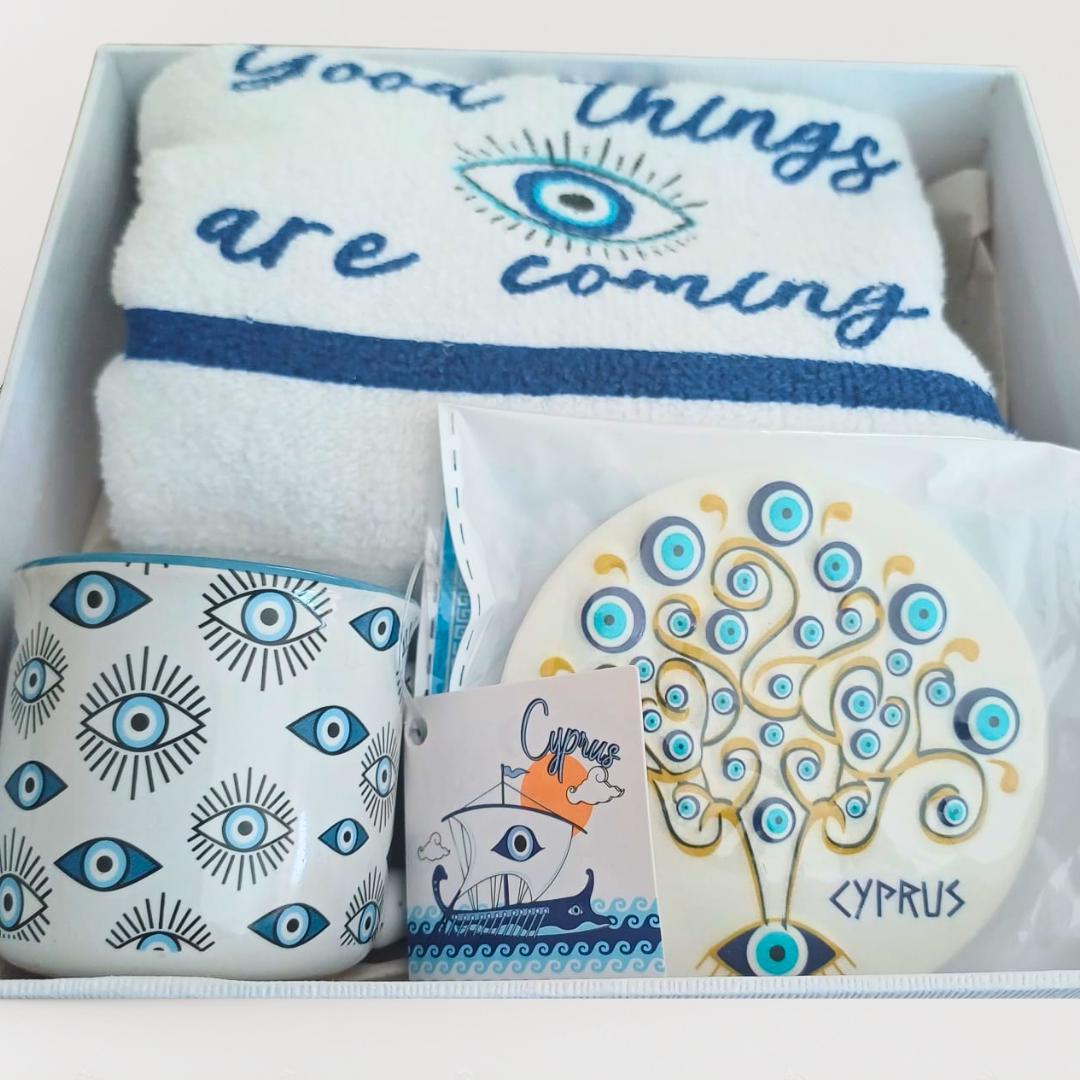 Personalized Greek Goodies Gift Box Perfect Holiday White Blue Coffee ...