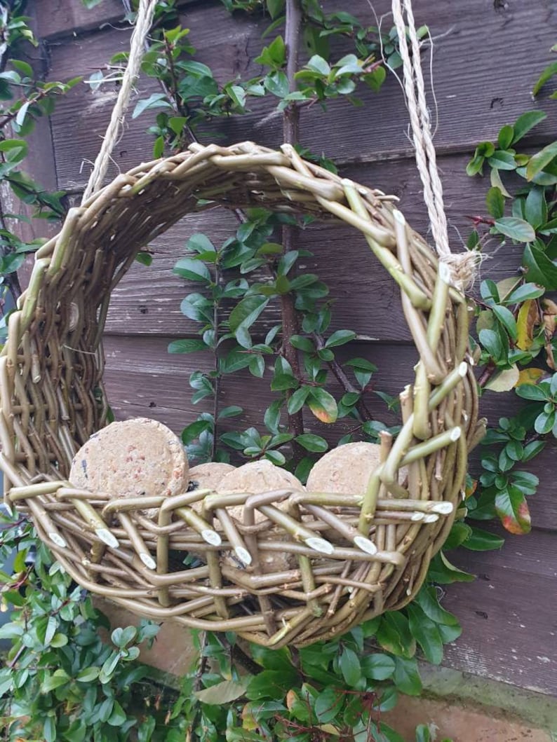 Window Bird Feeder Willow Fat Ball Holder/ Handmade Rustic - Etsy UK