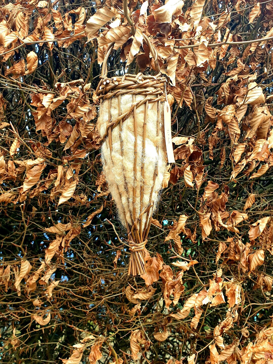 Willow Bird Nesting Dispenser With Alpaca Fleece: Garden Gift - Etsy UK