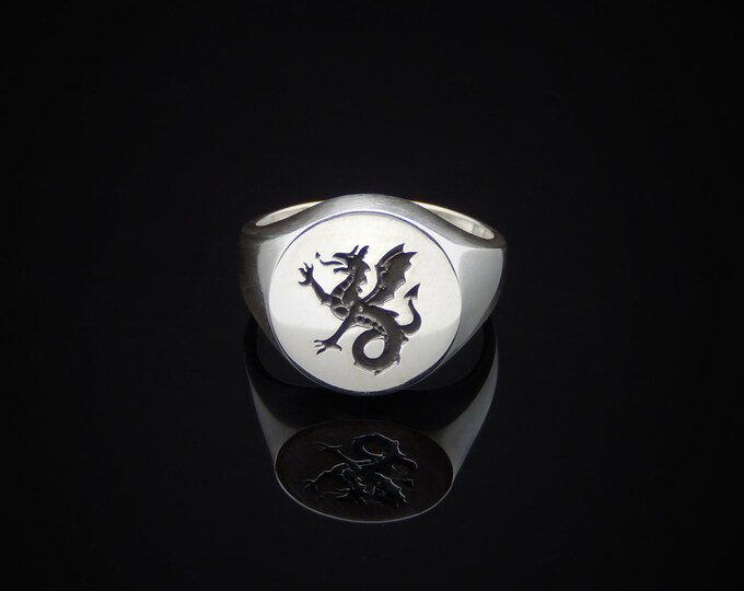 The Wyvern - Dragon Signet Ring for Men, Men's Medieval Dark Fantasy ...