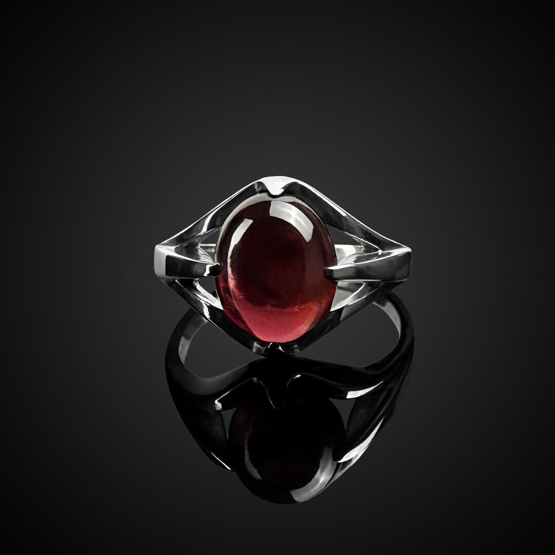 Vitality - Gothic Vampire Ring for Her, Victorian Red Garnet Cabochon ...
