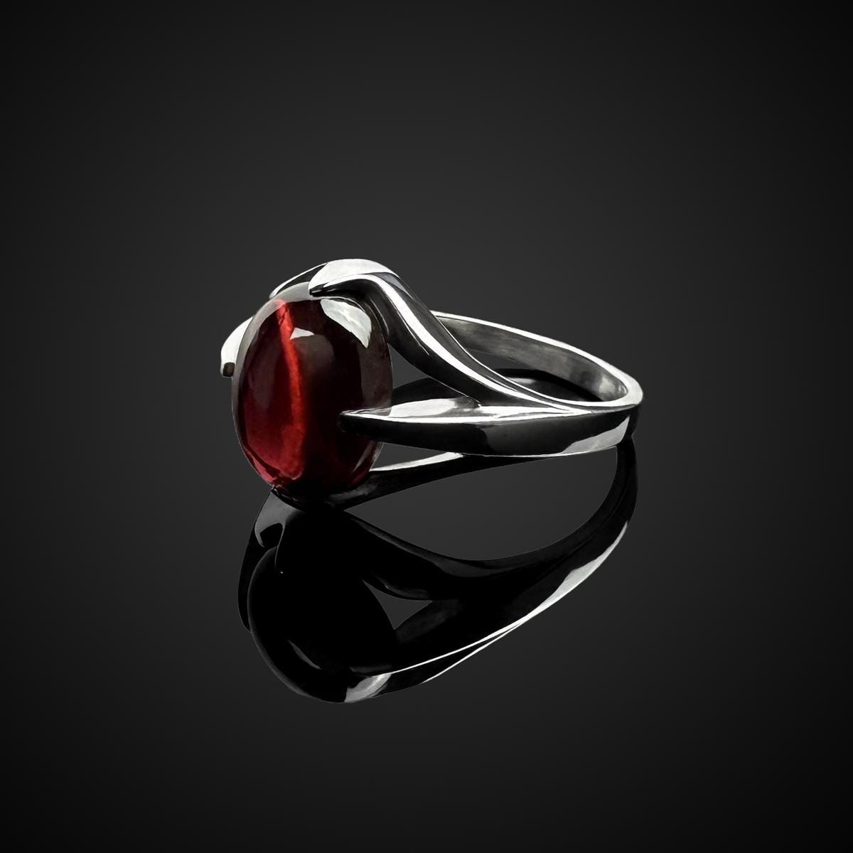 Vitality - Gothic Vampire Ring for Her, Victorian Red Garnet Cabochon ...