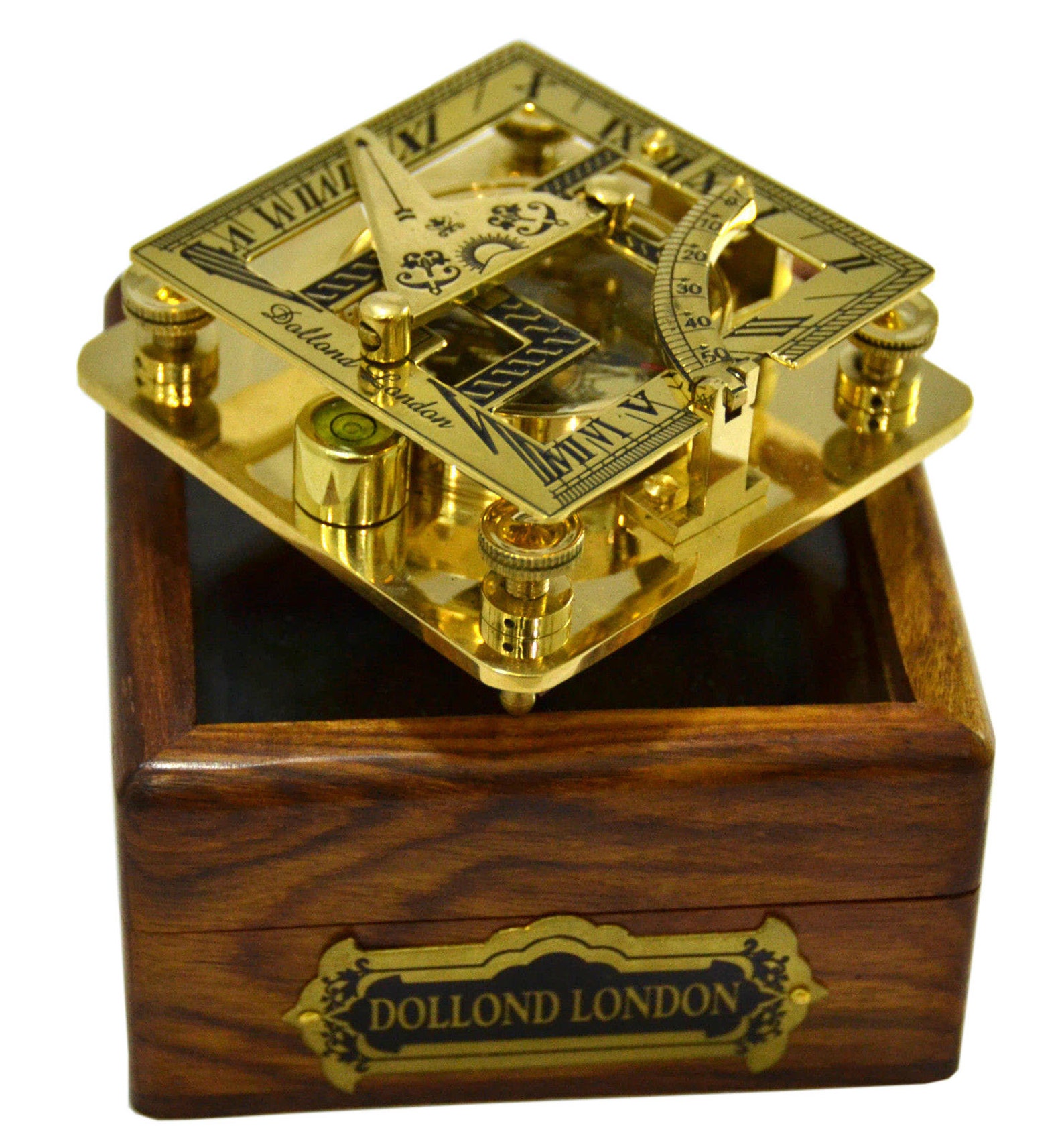 Square Brass Compass Sundial With Wooden Box Vintage Style - Etsy