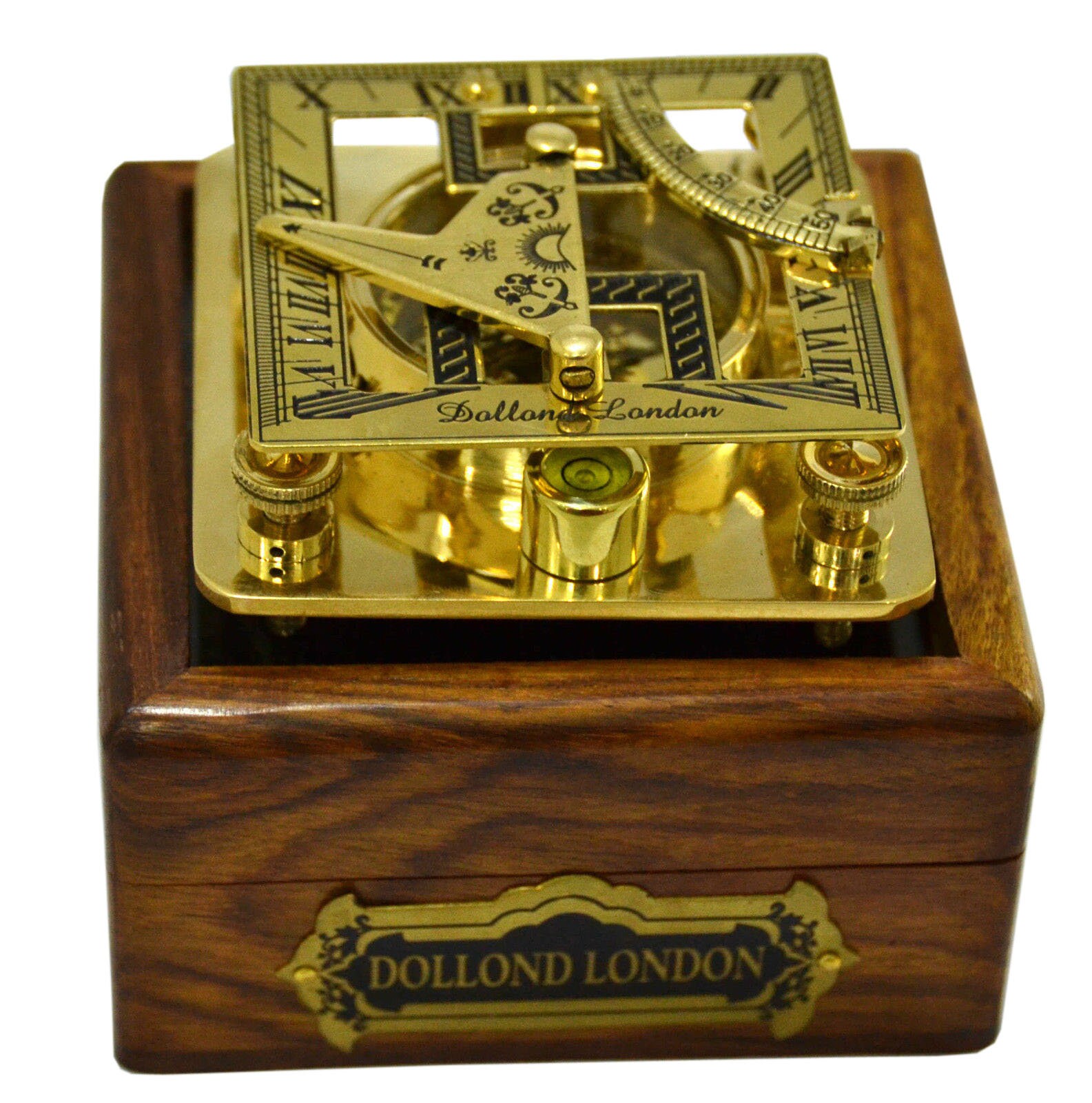 Square Brass Compass Sundial With Wooden Box Vintage Style - Etsy