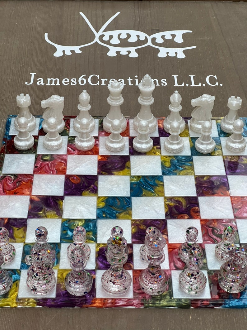 Custom Resin Chess Board 12x12 (rainbow) - Etsy