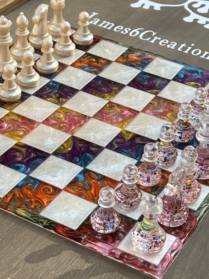 Custom Resin Rainbow Chess Set - Etsy