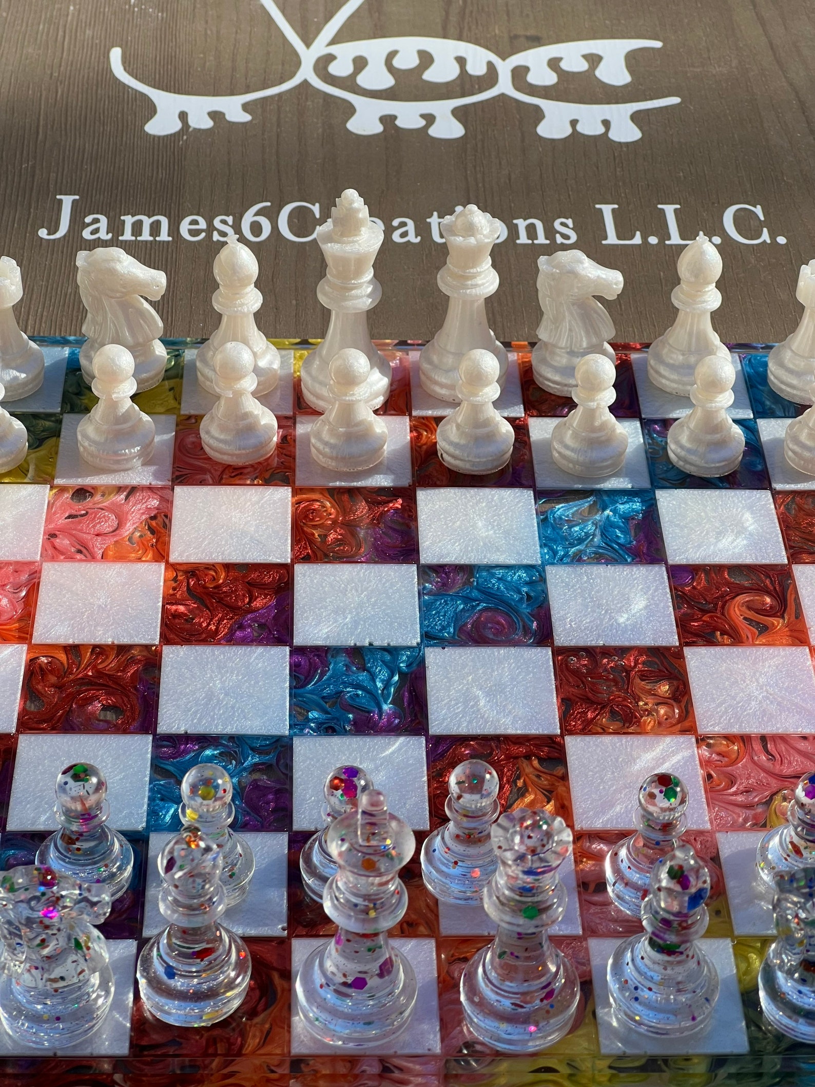 Custom Resin Rainbow Chess Set - Etsy