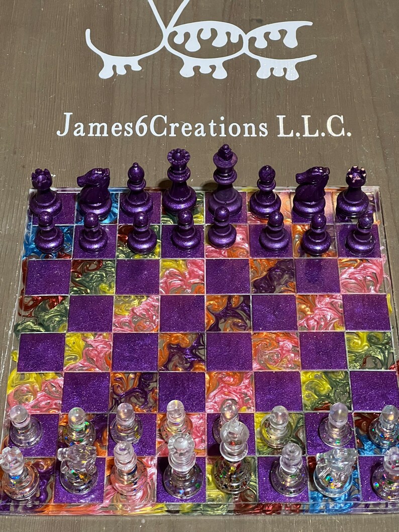 Custom Resin Rainbow Chess Set - Etsy