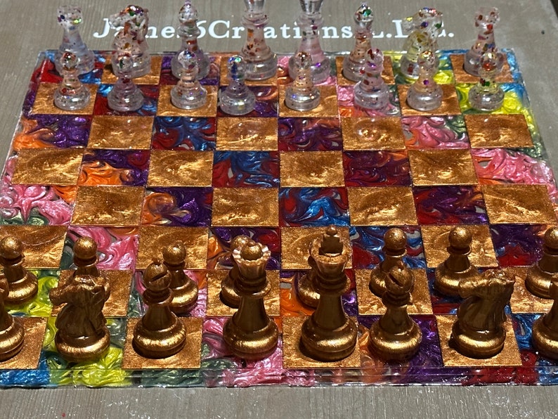 Custom Resin Chess Board 12x12 (rainbow) - Etsy