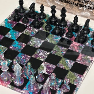 Custom Resin Chess Board 12x12 (rainbow) - Etsy