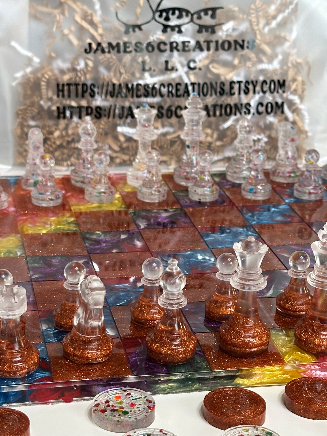 Custom Resin Chess / Checker Board 12x12 (rainbow) - Etsy
