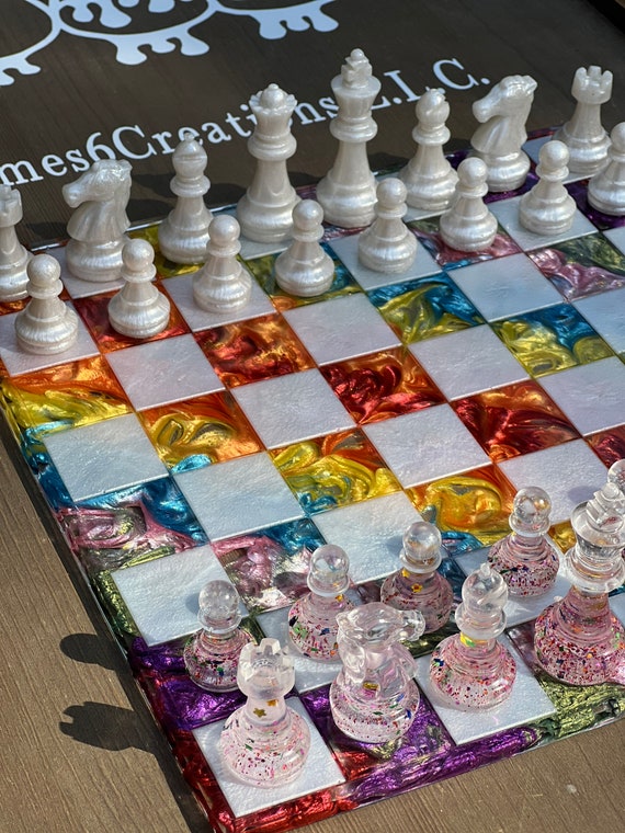 Custom Resin Rainbow Chess Set - Etsy