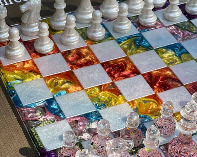 Custom Resin Rainbow Chess Set - Etsy