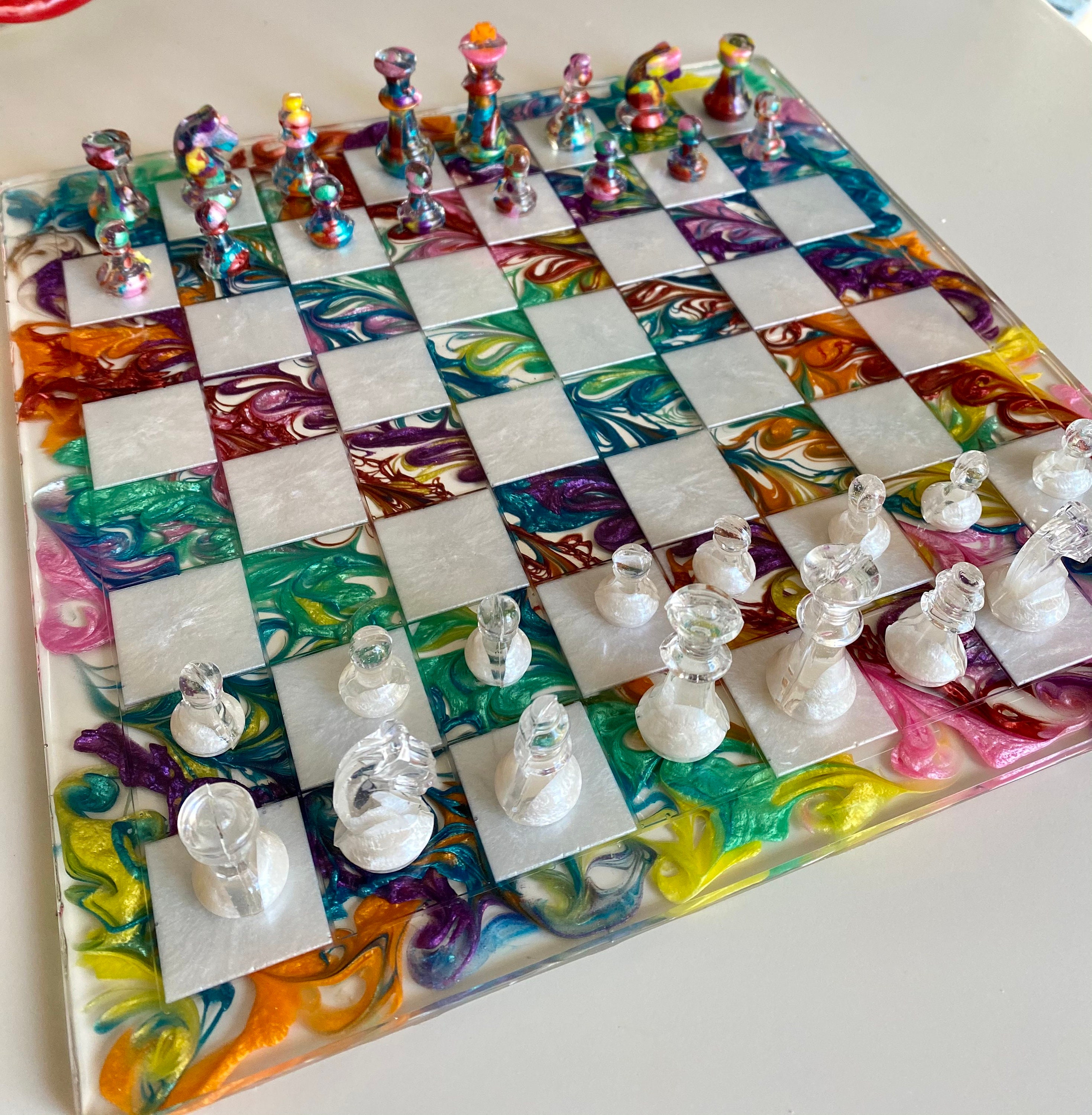 Custom Resin Rainbow Chess Set | Etsy