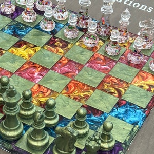 Custom Resin Rainbow Chess Set - Etsy