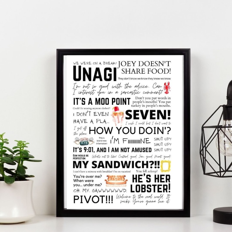 FRIENDS Tv Show Quotes A4 Print - Etsy UK