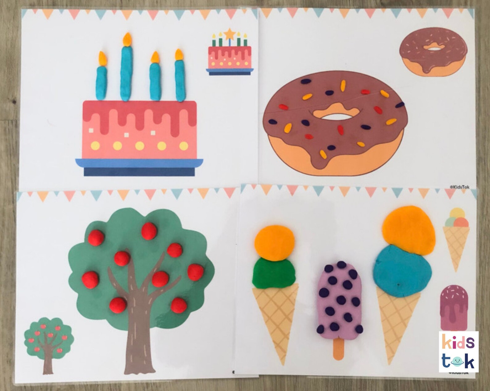 Food Play Dough Mat, Fruit Vegetable Food Play Dough Mat, Toddler ...