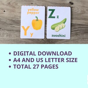 Fruit and Vegetable Alphabet Flash Cards, Food Alphabet Flash Cards ...