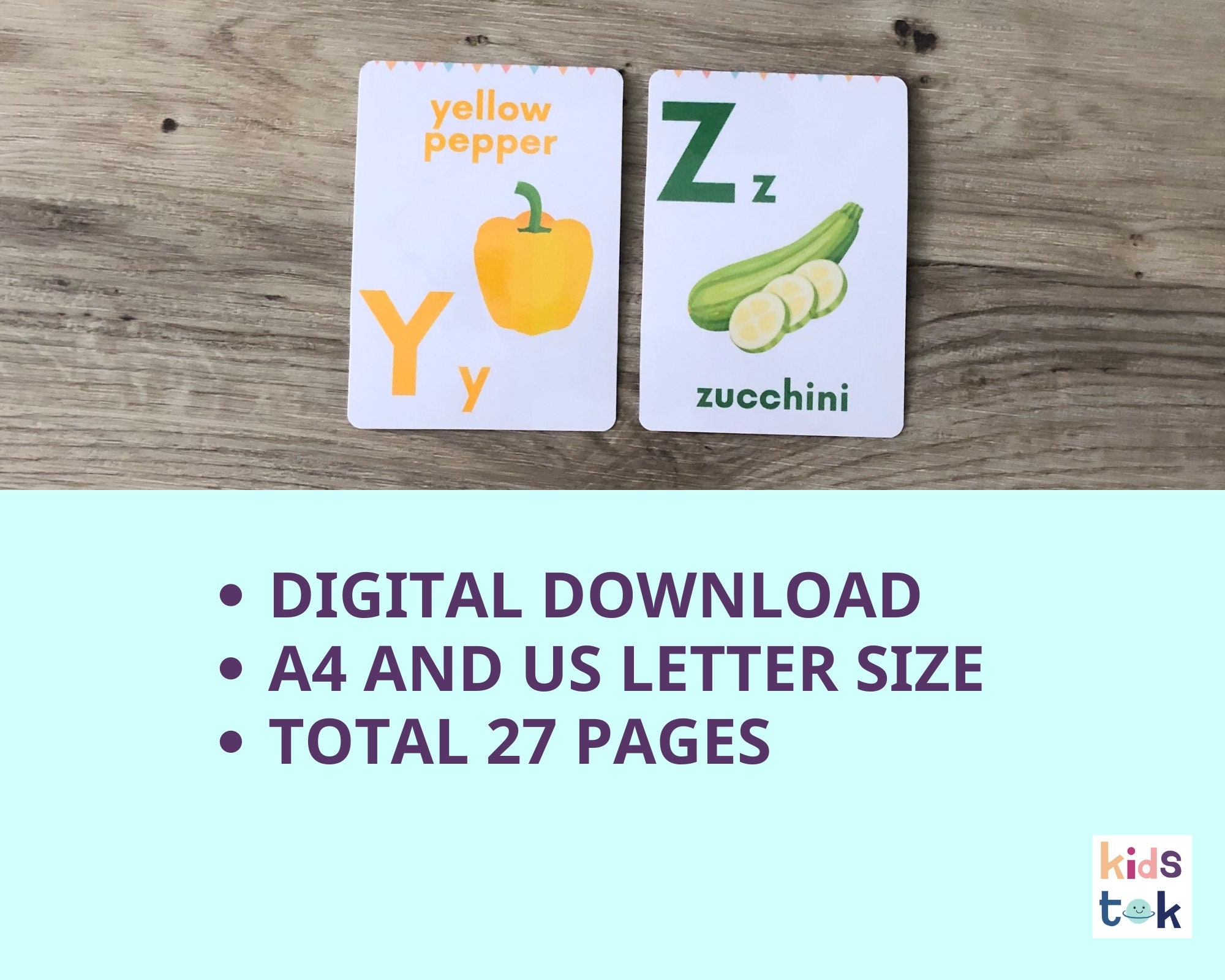 Fruit and Vegetable Alphabet Flash Cards Food Alphabet Flash - Etsy UK