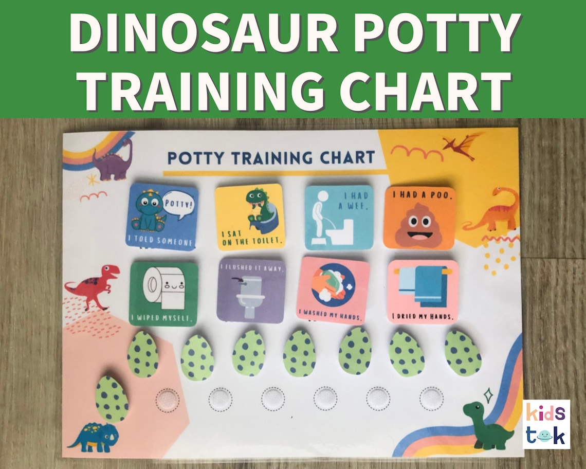 Dinosaur Potty Training Chart, Printable Potty Chart, Toilet Training ...