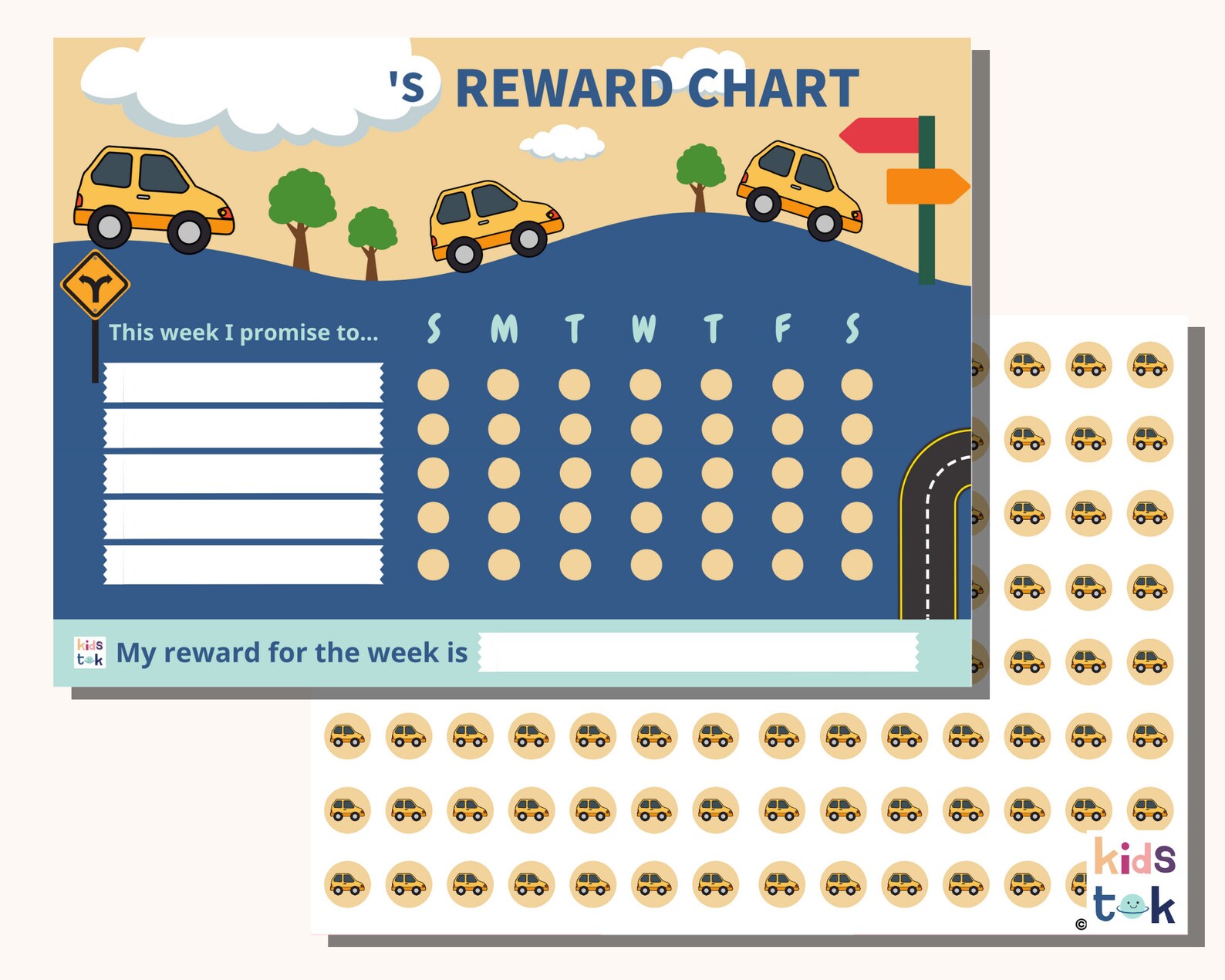Custom Reward Chart Printable, Car Chore Chart Printable, Personalised ...