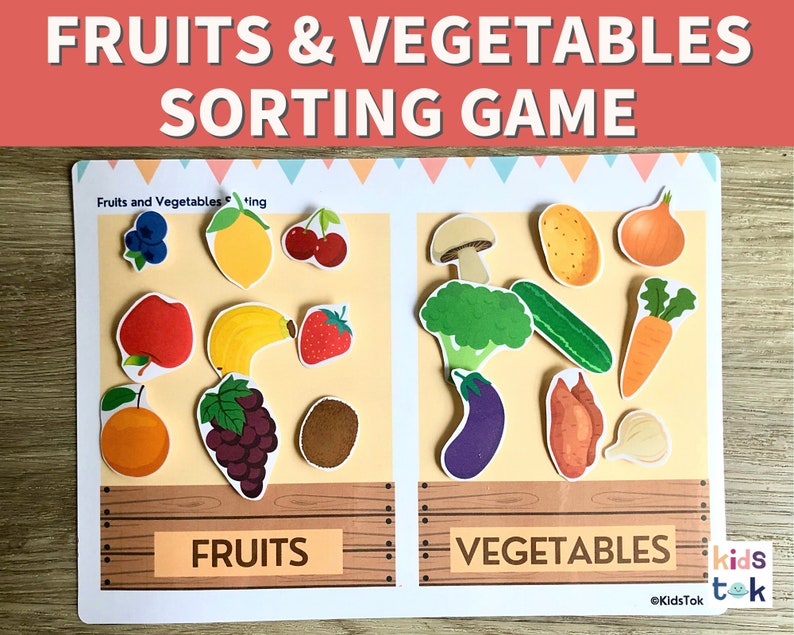 Fruit and Vegetable Sorting Game, Toddler Activity (PDF Pattern) - Etsy