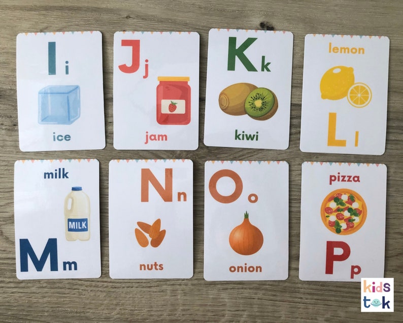 Fruit and Vegetable Alphabet Flash Cards, Food Alphabet Flash Cards ...