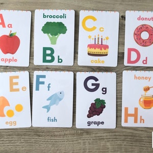 Fruit and Vegetable Alphabet Flash Cards, Food Alphabet Flash Cards ...