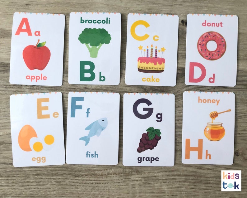 Fruit and Vegetable Alphabet Flash Cards, Food Alphabet Flash Cards ...