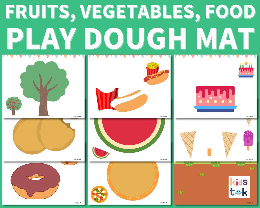 Food Play Dough Mat, Fruit Vegetable Food Play Dough Mat, Toddler ...