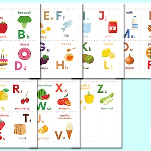 Fruit and Vegetable Alphabet Flash Cards, Food Alphabet Flash Cards ...