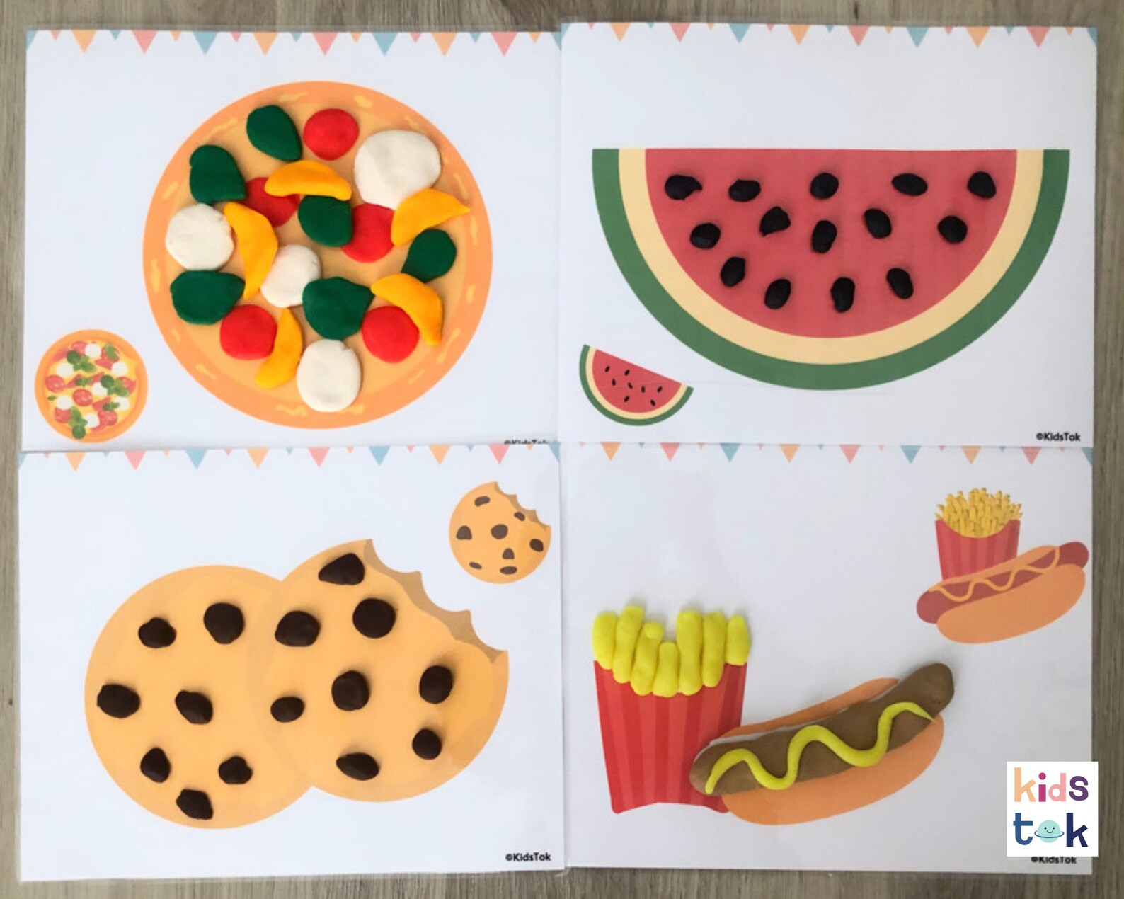 Food Play Dough Mat, Fruit Vegetable Food Play Dough Mat, Toddler ...
