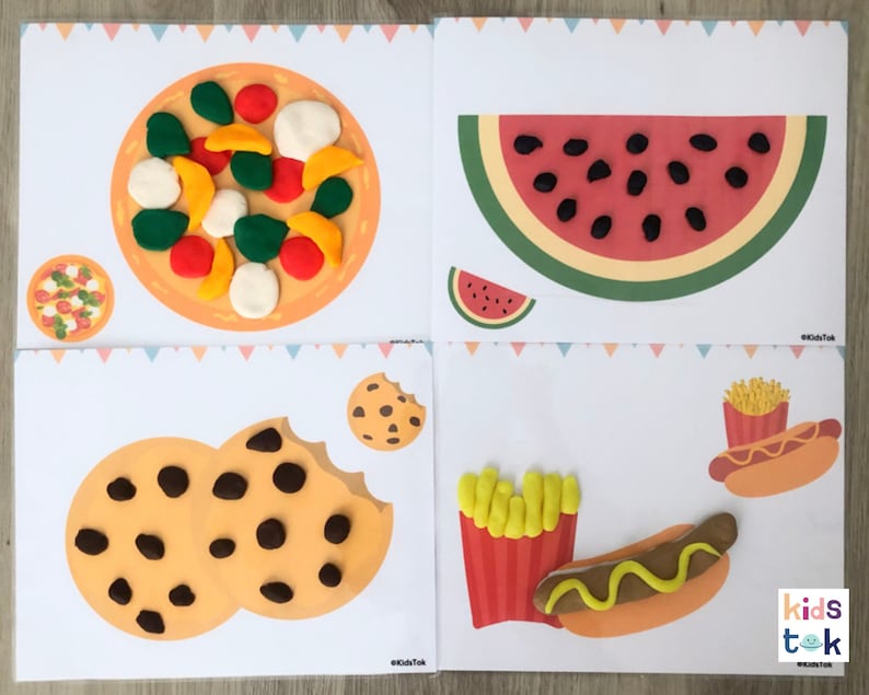 Food Play Dough Mat, Fruit Vegetable Food Play Dough Mat, Toddler ...
