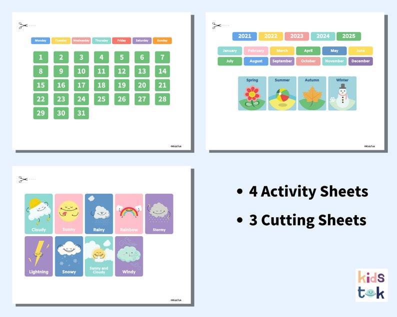 MY Dinosaur Perpetual Calendar, Kids Calendar, Kids Busy Book Printable ...