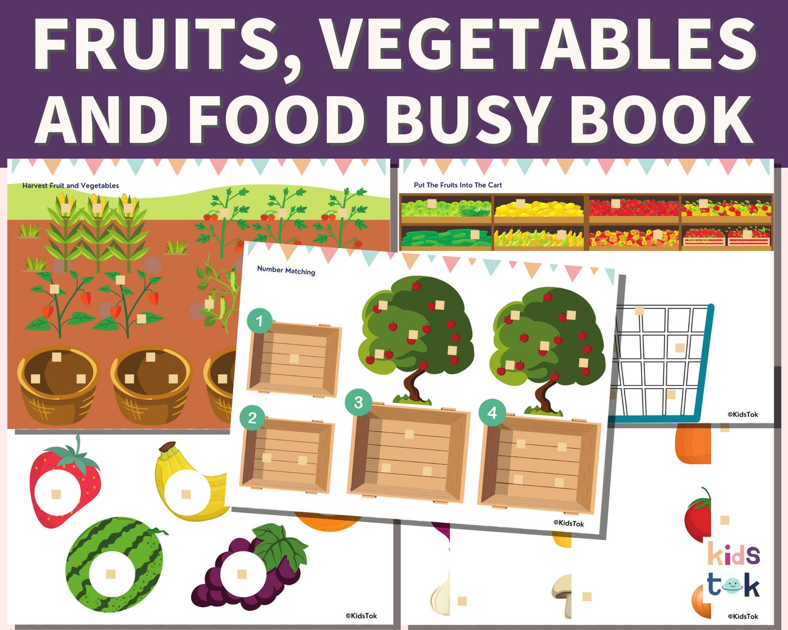 Fruit and Vegetable Busy Book Printable, Food Busy Book, Personalised ...