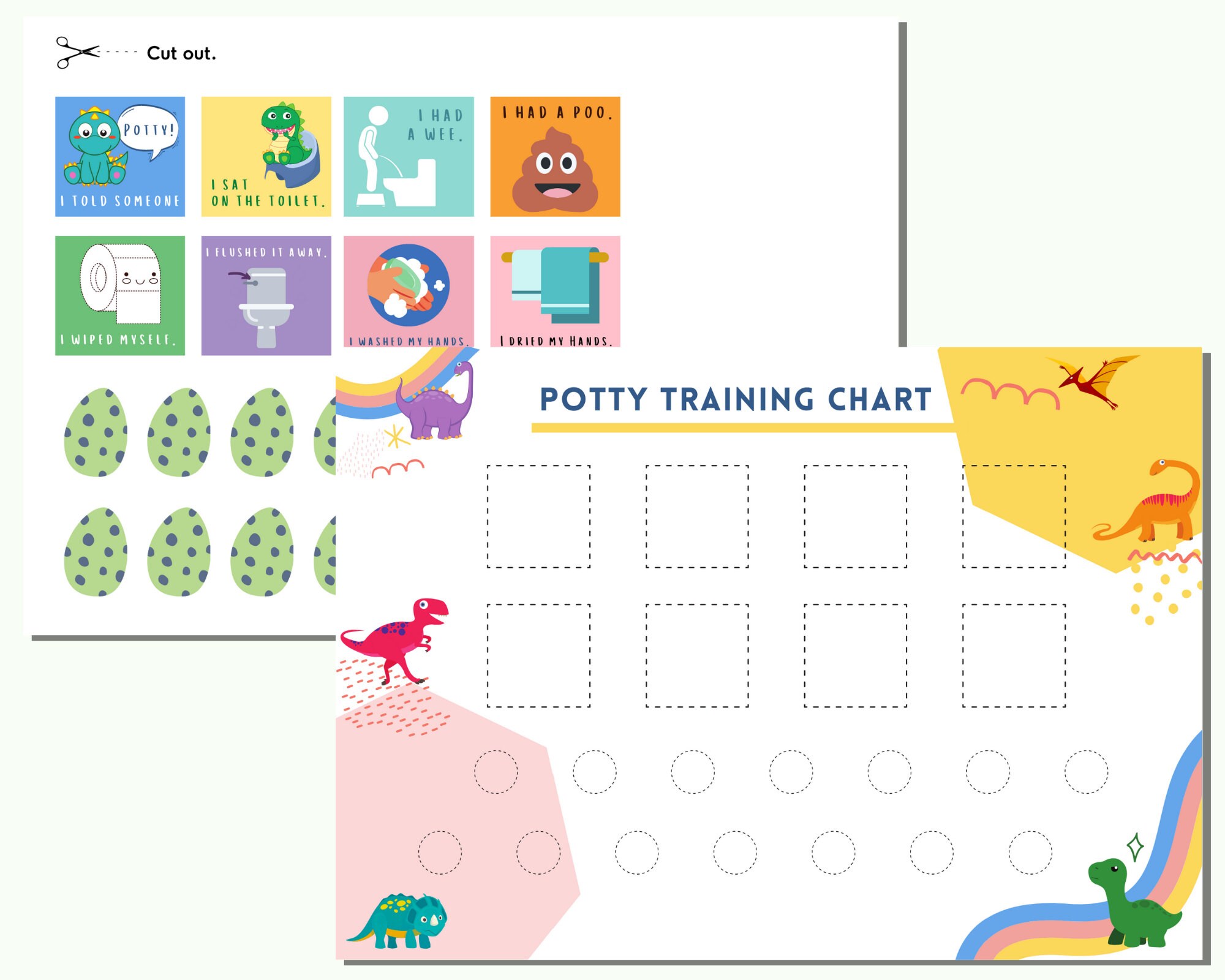 Dinosaur Potty Training Chart, Printable Potty Chart, Toilet Training ...