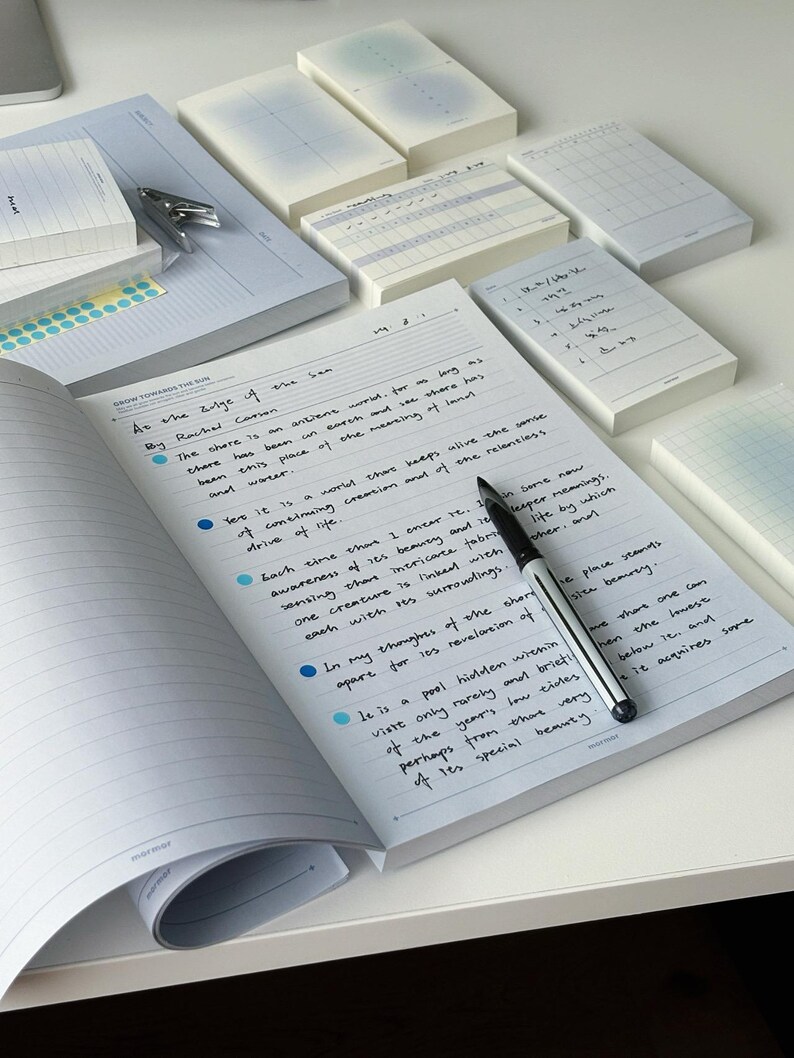 Refreshingly Cool! Naturally Simple, Sea Blue B5 Notepad, Double-sided ...