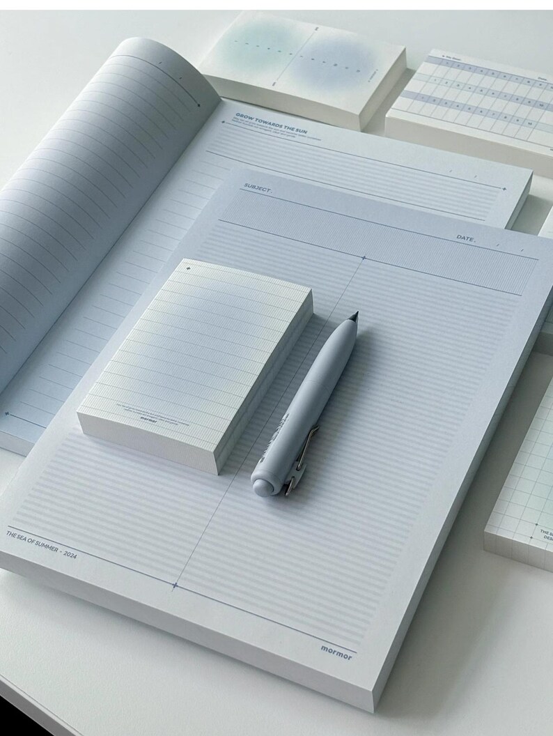 Refreshingly Cool! Naturally Simple, Sea Blue B5 Notepad, Double-sided ...