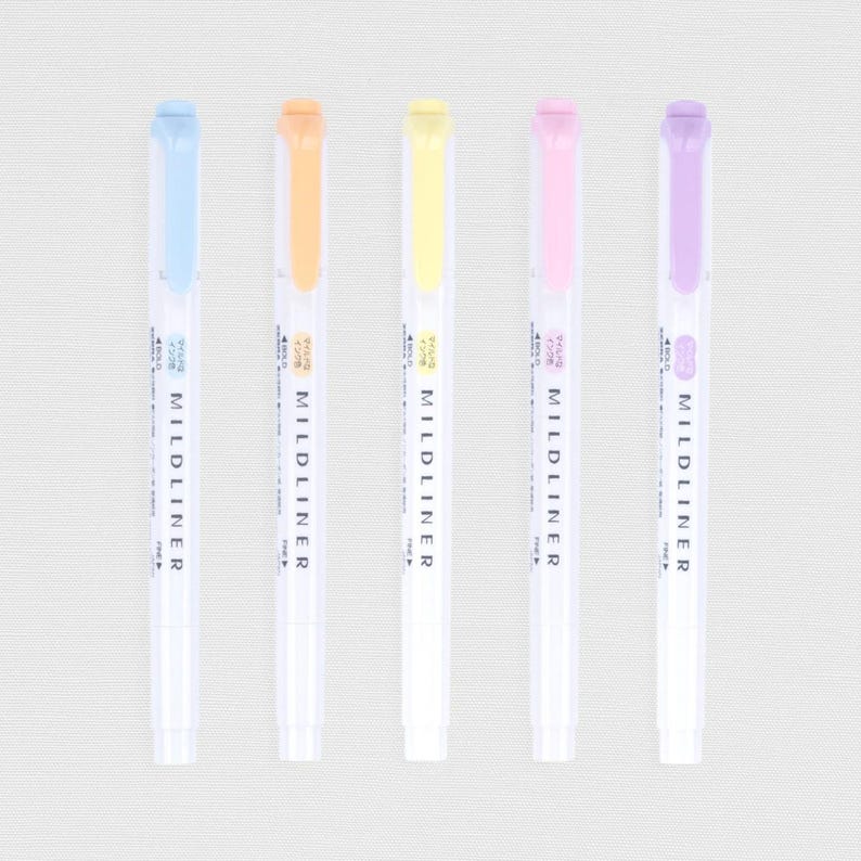 Zebra Mildliner Highlighter - Double Sided - Gentle Color Set - Etsy