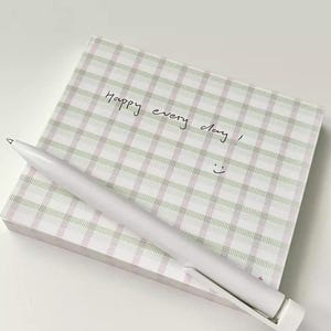 Minimalist Pastel Plaid Notepad - Single-sided 120g Tear-off Memo Pad ...
