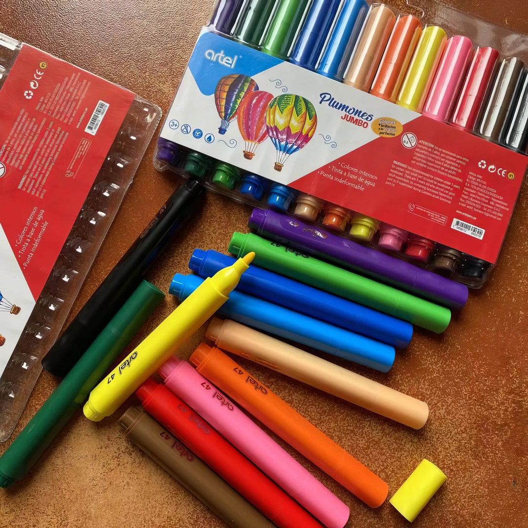 Coloring Marker Pens Set 12 Assorted Colors Drawing Pen Kit - Etsy